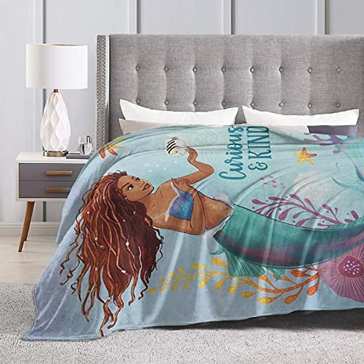 Mermaid Movie Throw Blanket for Kids & Adults, All Seasons Flannel Fleece Blanket Soft Plush Blankets for Couch Sofa Bed Camping Travel 40"x30"