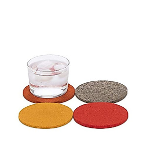 Graf Lantz Bierfilzl 100% Merino Wool Moisture Wicking, Absorbent Felt Coasters, Round, Multi-Color Set of 4, Flame