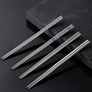 LUYANhapy9 4 Pair Chinese Chopsticks Anti-Scald Reusable Metal Chopsticks Dinner Tableware for Home, Multicolor, XXXX-Large