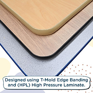 Children’s Factory 30"x72" As We Grow School Table, Oak-Blk, AB6604BLK, Adjustable Height 16"-22" H, Kids Daycare, Preschool or Classroom Activity or Study Table