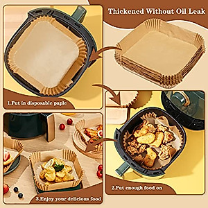 Moretoes 7.9 Inch Air Fryer Liners 300pcs Square Disposable Air Fryer Cooking Paper, Oil Resistant, Waterproof, Non-Stick Parchment Paper for 5-7 QT Air Fryer Baking Roasting Microwave
