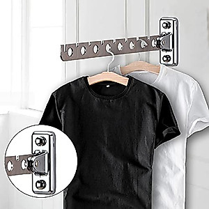 Zivisk 2 Pcs Laundry Hangers Folding Wall Mounted Clothes Hanger Rack with Swing Arm Stainless Steel Heavy Duty Coat Hook for Bathroom, Bedroom, Room (Silver)