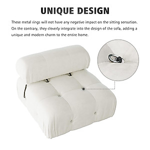 Sdorens Modern Velvet Sectional Sofa, L Shape Minimalist Modular 4-Seater Sofa with Ottomans for Living Room Office Apartment (104in/Beige)