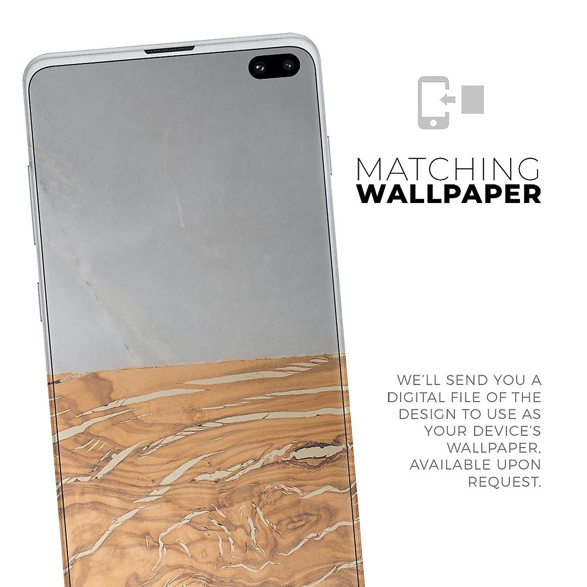DesignSkinz Marble & Wood Mix V1 2 Protective Vinyl Decal Wrap Skin Cover Compatible with The Samsung Galaxy S20 (Screen Trim & Back Glass Skin)