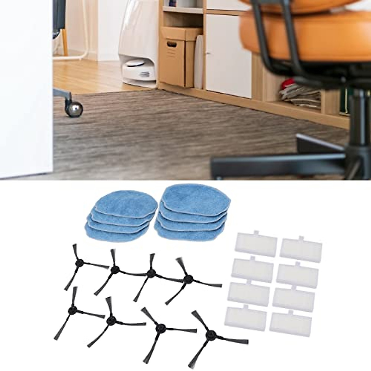 EVGATSAUTO Robot Vacuum Brush Filter Parts, Premium Fiber Robotic Vacuum Cleaner Accessories Kit Mop Cloth Side Brush Filter Parts Replacement for BR150 BR151