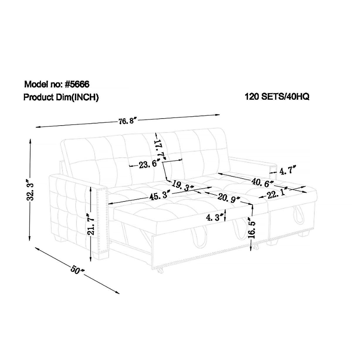 Polibi 76.8'' Pull Out Sleeper Reversible Sectional Storage Sofa Bed,Convertible Velvet Corner Sofa Bed and L-Shape 2 Seat Sectional Chaise with Storage,Sleeper Sofa for Living Room,Dark Grey