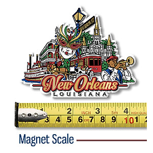 New Orleans City Magnet by Classic Magnets, Collectible Souvenirs Made in The USA, 4.1" x 3.3"
