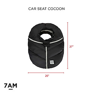 7AM Infant Car Seat Cover - Winter Puffy Cover with Center Zipper for Baby Boys & Girls, Lightweight, Windproof & Water-Repllent Outer Shell, Universal Fit for Infant Car Seat | (0-12M)