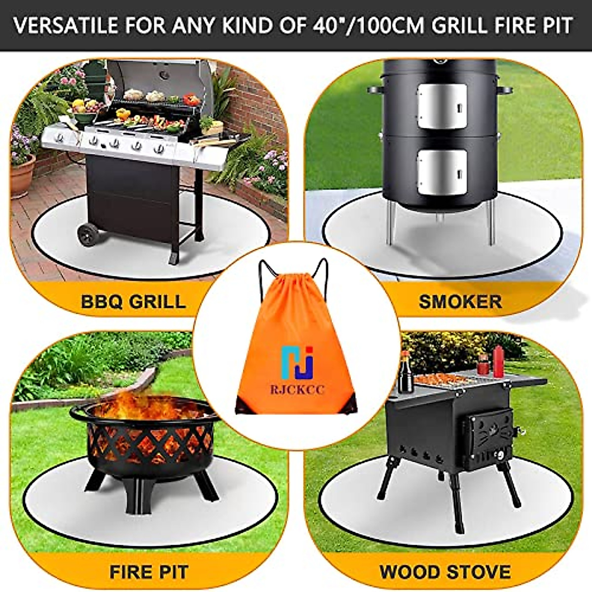 Fire Pit Mats for Under Fire Pit (40" Large) 3 Layers Premium Round Fire Pit Mat for Deck Fire Pit Mat Fire Pit Mats for Under Fire Pit Fireproof Mat Firepit Mats