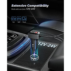 Nulaxy USB C Car Charger, 5 Multi Ports Adapter Car Charger with 3 Quick Charge 3.0 Port, 76W Cigarette Lighter USB Charger for Back Seat Charging, Compatible with Smartphones and Tablets Charging