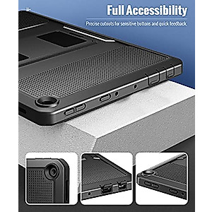 MoKo Case Fits All-New Kindle Fire HD 10 & 10 Plus Tablet (11th Generation, 2021 Release) 10.1", Full Body Rugged Hands-Free Viewing Stand Back Cover with Screen Protector, Black