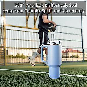 10 Pieces Spill Stopper for Stanley 40 oz/ 30 oz Tumbler with Handle, Silicone Leak Stopper Compatible with Stanley Quencher H2.0 FlowState Tumbler 40 oz for Leak Proof