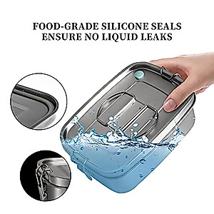 Afranti Stainless Steel Bento Lunch Box, Leak-Proof Bento Lunch Box for Kids 50OZ Stainless Bento Lunch Box for Adults Bento Box for Sandwich, Pasta and Fruit, Perfect for Work School Lunch