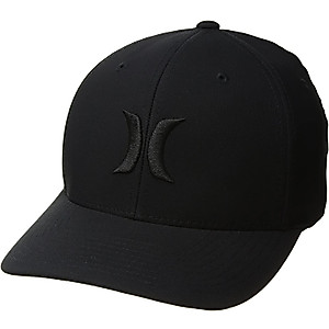 Hurley Men's Dri-Fit One & Only Flexfit Baseball Cap, Black/Black, L-XL