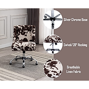 Kmax Home Office Desk Chair, Armless Modern Task Chair for Small Space, Cow