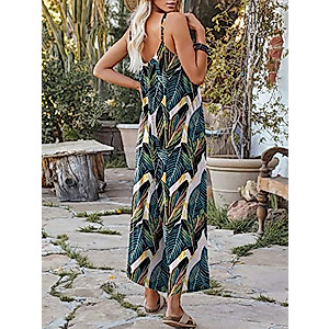 ANRABESS Women's Loose Casual Sleeveless Adjustable Spaghetti Strap Jumpsuits Stretchy Wide Leg Rompers with Two Pockets A370-shuye-L