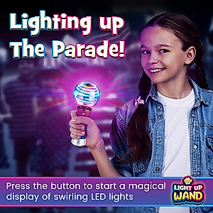 IPIDIPI TOYS Spinning Light Up Wand for Kids - Light Up Spinner Toy, Spinning Globe Toy, Special Needs Sensory Toys for Children with Autism, 4th of July Toys (Pack of 2)