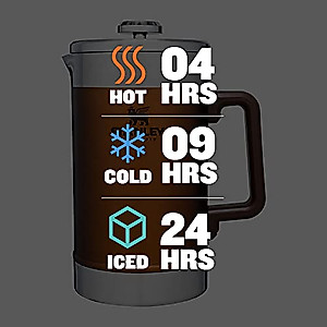 Stanley French Press 48oz with Double Vacuum Insulation, Stainless Steel Wide Mouth Coffee Press, Large Capacity, Ergonomic Handle, Dishwasher Safe, Maple