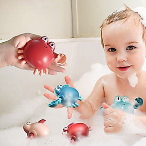GIFTRRTOY Bath Toys for Toddlers ,Cute Wind-up Swimming Crab Baby Bathtub Toys for 1-3 Years Old 6 to 12 Months Boys Girls & Kids (Multi-Colors 4 Pcs)