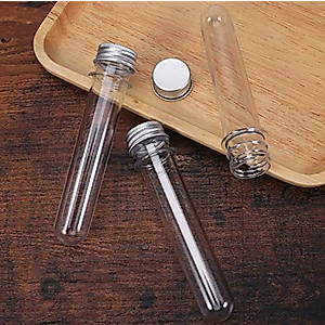 LASSUM 10 Pack 40ml Clear Plastic Test Tubes with Screw Caps Multi- Purpose Plastic Vials Containers for Scientific Experiments, Party, Decorate The House, Candy Storage