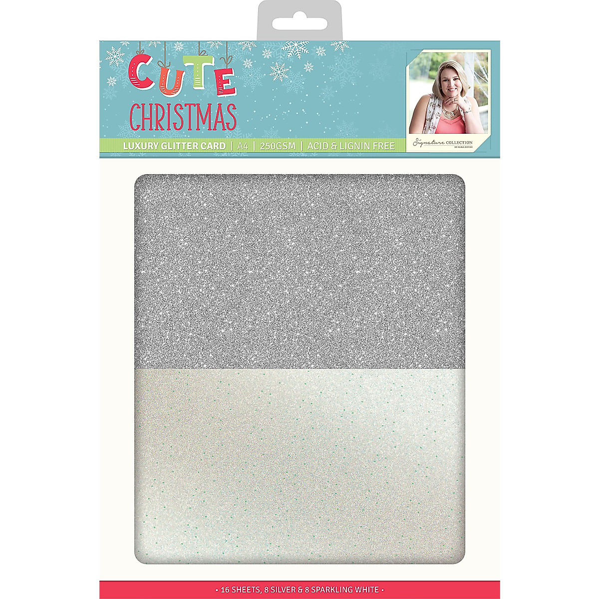 Sara Signature Collection Sara Signature-Cute Christmas-Luxury Card Glitter Cardstock, 1 x 21.9 x 31.9 cm, Mixed