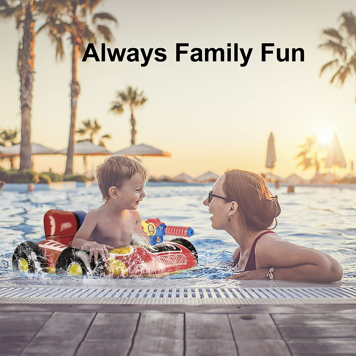 Kids Pool Floats with Water Gun, Pool Toys for Kids Ages 4-8, Fire Truck Toddler Floats for Pool, Pool Inflatables for Boys Girls and Children