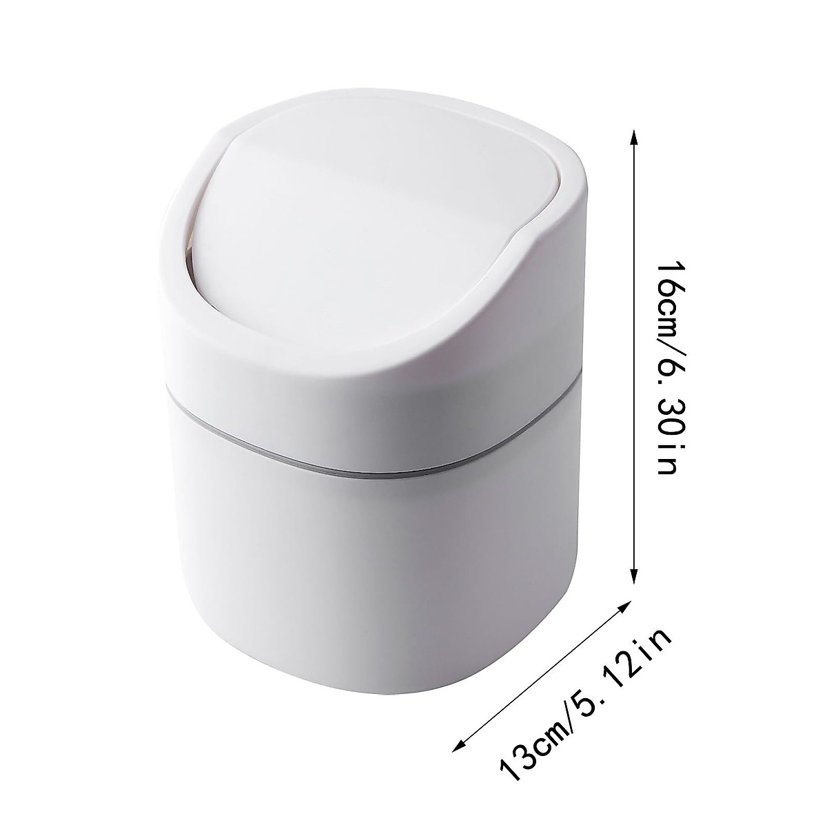Generic Cute Kitchen Trash Can with Lid,Trumpet Desktops Creative Covered Living Room Mini Trash Can,Waste Basket,Small Trash Can,Best Desk Trash Can for Home Office Kitchen (White 02)