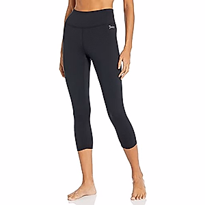 Juicy Couture Women's High Waisted Crop Yoga Tight 22'', Deep Black, X-Large