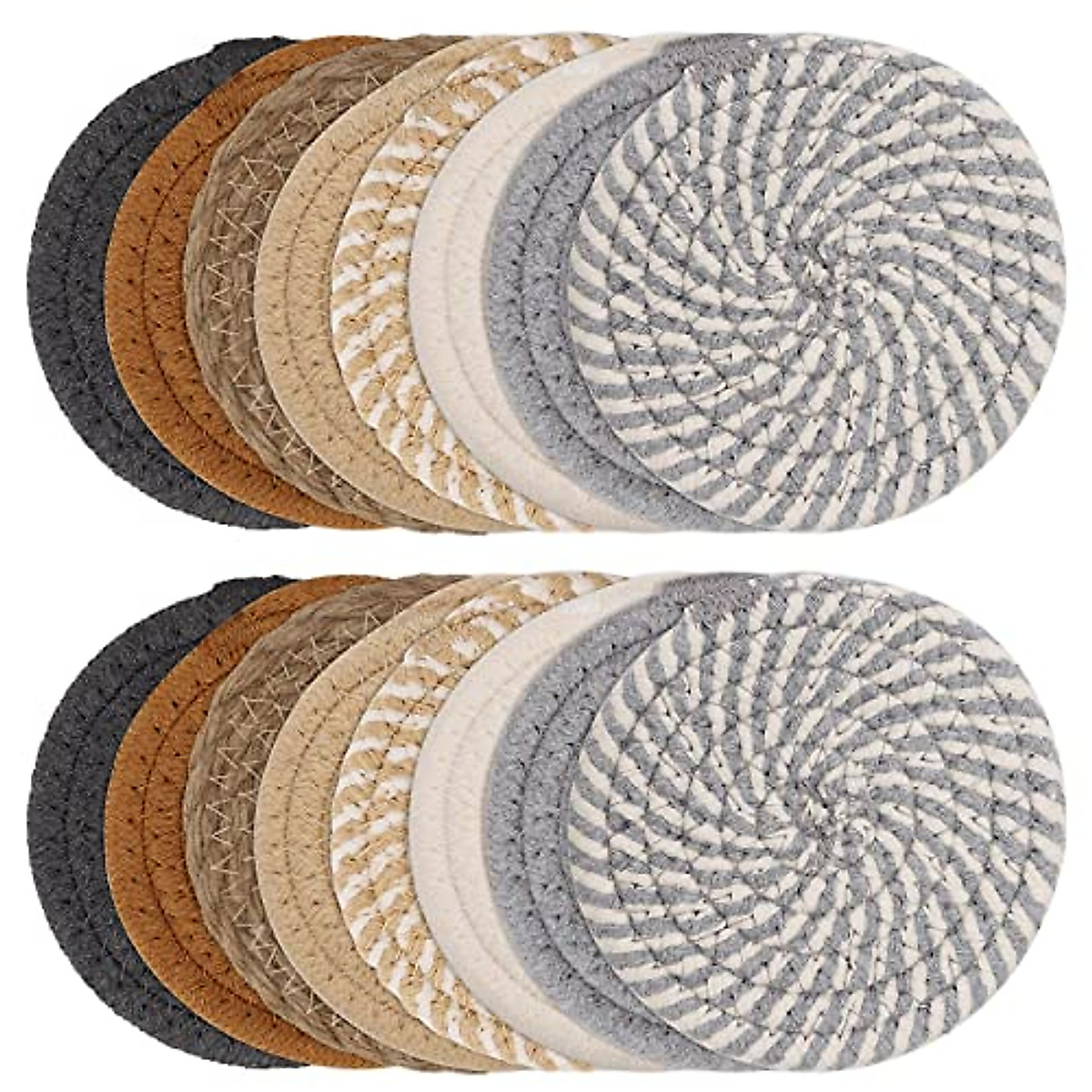 16 Pcs Woven Coasters for Drinks Absorbent Cup Coasters for Wooden Coffee Table, Best Housewarming Gifts, Farmhouse Room Office Decor