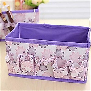 Timesuper Folding Jewelry Storage Basket Bins Desktop Makeup Organizer Container Home Decoration,Purple