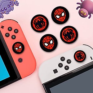 PERFECTSIGHT Spider Switch Joycon Thumb Grips, Cut Animal Joystick Caps for Nintendo Switch, 4 PCS Thumbstick Cover for Switch Lite, Switch OLED, Analog Stick Button Cover for NS Controller
