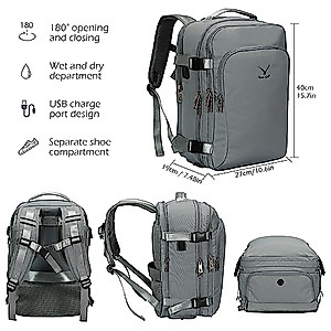 Hynes Eagle Carry on Backpack 20L Travel Backpack for Women Men Laptop Backpack 14 inches Flight Approved Casual Daypack BlueGrey