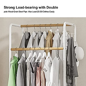 JZM Garment Rack Clothes Organizer Double Rod Hanger Portable Clothing Storage Sturdy Coat Shelves Freestanding for Living Room Laundry