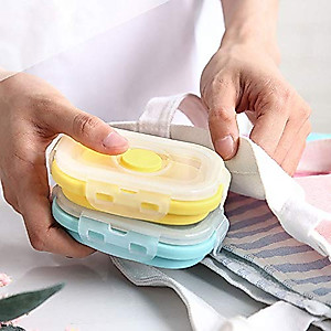 Cozihom Collapsible Silicone Food Storage Container, Portion Control Container with Clip-on Lid, Stackable, Space Saving, Microwave/Fridge/Freezer/Dishwasher Safe, 5 Oz, Pack of 4