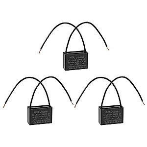 uxcell Ceiling Fan Capacitor CBB61 3.5uF 250V AC 2 Wires Metallized Polypropylene Film Capacitor 37x26x15mm for Electric Fan Pump Motor Generator 3Pcs