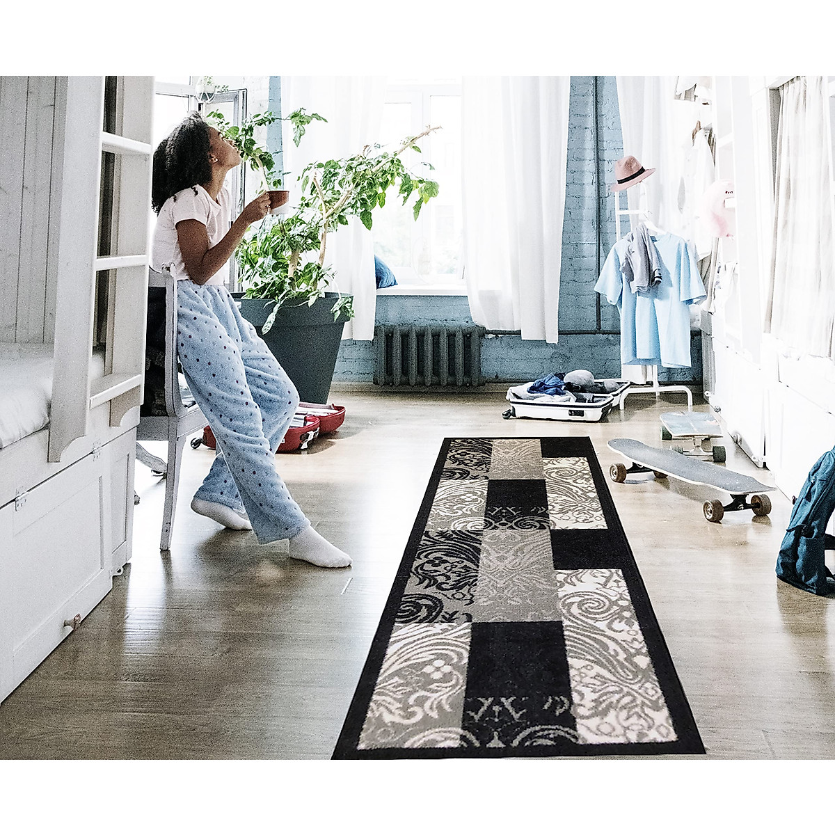 Gloria Non-Slip Rubber Back Kitchen Rug Set 2 Pieces Carpet Runner and Mat Set - 20"X30" & 20"X59" (Modern, 2702)