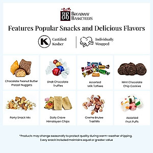 Broadway Basketeers Gourmet Food Gift Basket 6 Box Tower for Birthdays – Curated Snack Box, Sweet and Savory Treats for Parties, Best Wishes, Birthday Presents for Women, Men, Mom, Dad, Her, Him, Families