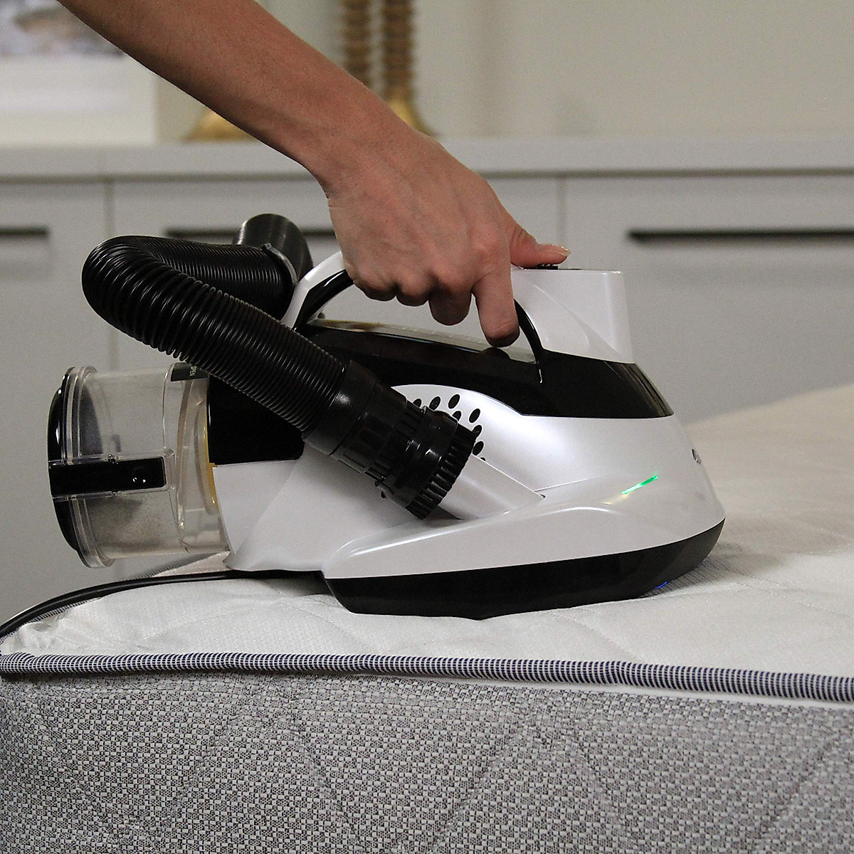 LivePure - Ultramite Handheld HEPA Filter Vacuum & Fabric Sanitizer - Dual Motor Brush, UVC Light, And Anti- Allergen Filter To Remove Dust Mites, Bacteria, Viruses