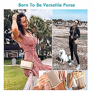 nuoku Women Small Crossbody Bag Cellphone Purse Wallet with RFID Card Slots 2 Strap Wristlet(Max 6.5'')(Gold)