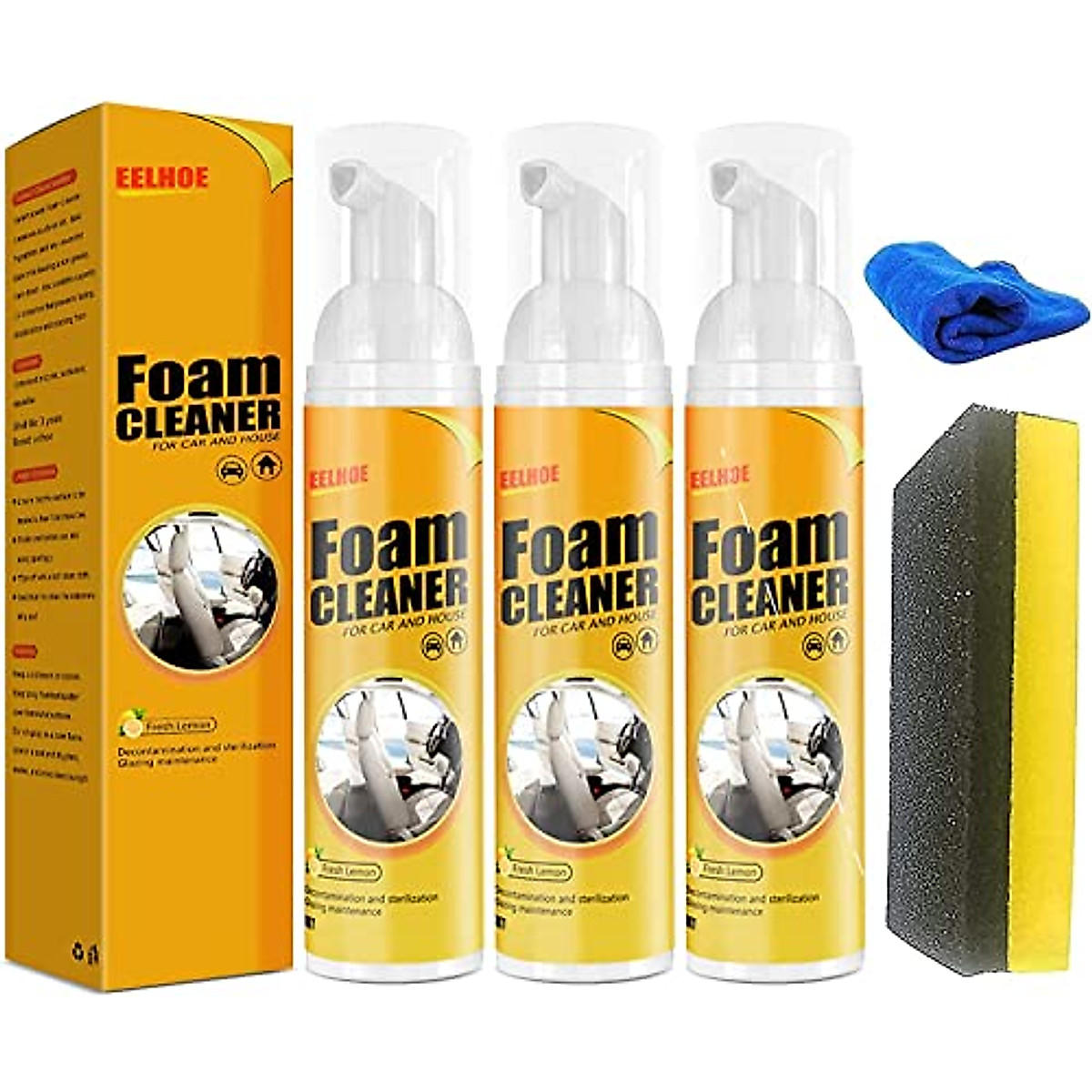 Car Magic Foam Cleaner, Foam Cleaner for Car, Foam Cleaner All Purpose, Multi-Purpose Foam Cleaner, Powerful Stain Removal Kit (30ml, 3pcs)