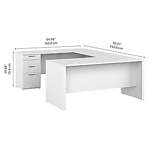 Bestar Logan U Shaped Desk in Pure White, 65W