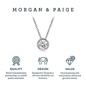 MORGAN & PAIGE Platinum-Plated .925 Sterling Silver Round Cubic Zirconia 1/4" Bezel Set Solitaire Pendant Necklace, 18"