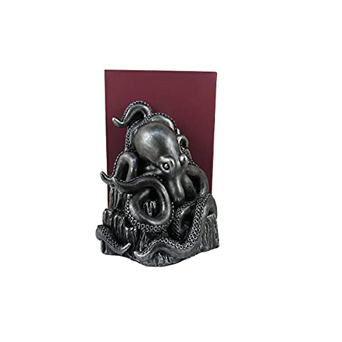 World of Wonders Octopus Bookend | Ocean Decor Decorative Bookends | Kraken Bookend | Pewter Book Shelf Holder | Beach House Decor | Ocean Theme Under The Sea Marine Life Nautical - 7"