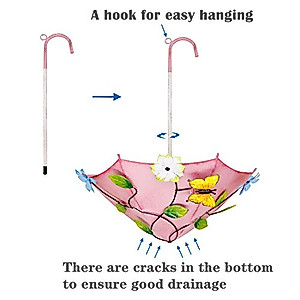 Juegoal 3 Pack Metal Umbrella Hanging Planter Wall Decor, Inspirational Plant Hanger Wall Art Indoor Outdoor for Home Bedroom Living Room Office Garden, 12.6 Inches