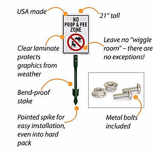 SmartSign 10 x 7 inch “No Poop And Pee Zone” LawnPuppy Yard Sign and 18 inch Stake Kit, 40 mil Laminated Rustproof Aluminum, Red, Black and White, Set of 1