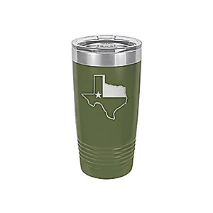 Rogue River Tactical Funny Texas Flag 20 Oz. Stainless Steel Travel Tumbler Mug Cup w/Lid Vacuum Insulated Hot or Cold (Green)