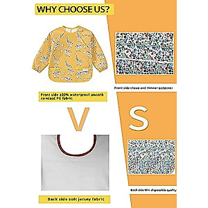 YKVOSAR Allover Print Full Coverage Toddler Baby Bibs Waterproof Recycle Bibs with Pocket Baby Feeding Bibs 2 Pack Washable Oeko Baby Bibs for Eating,Baby Food Bibs for 6-36 Months(Yellow Giraffe L)Pattern Travel Bib Fold up to a Small Size Easy to Clean