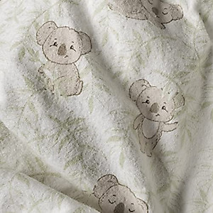 Koala Vines Deluxe Flannel Fitted Crib Sheet-Koala Scatter Print Cotton Flannel, Grays, Taupe, Sage Green, White, Fully Elasticized, 10 in Deep Pockets, Fits Standard Crib Mattress 28 in x 52 in