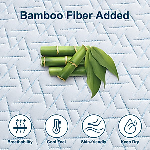 2 Inch King Size Mattress Topper with Removable Rayon Made from Bamboo Cover, Gel Memory Foam Mattress Pad Cover for Pressure Relief, Soft & Breathable