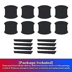 Reswish 16 Pieces Car Door Handle Scratch Protector,arbon Fiber Car Door Handle Paint Scratch Protector Sticker,Scratches Protective Films Side Sticker Scratches Car Door Protector (Carbon Fiber)